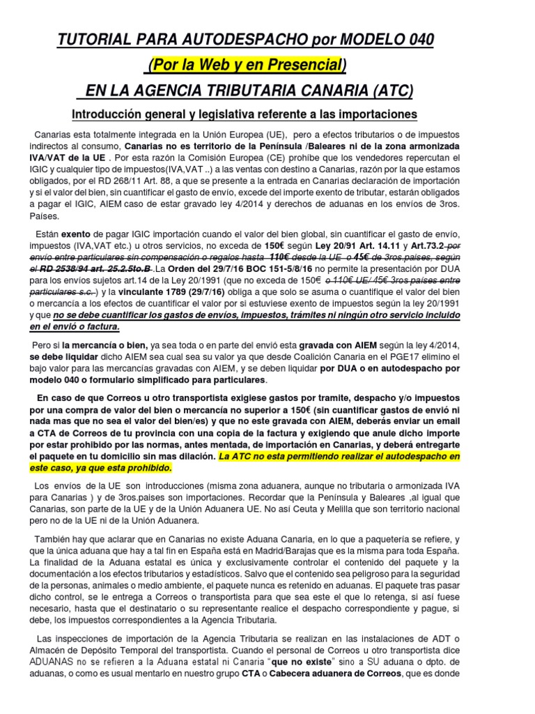 Autodepacho Por MODELO 040 Ver 2019 PDF | PDF | Factura | Correo