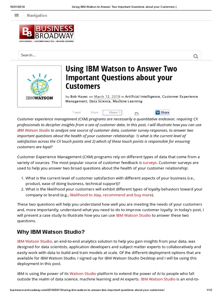 Using IBM Watson To Answer Two Important Questions About Your Customers ...