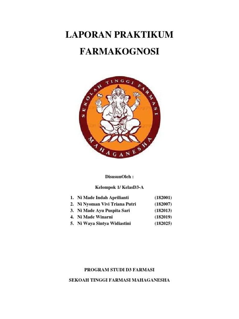 [JUDUL]: Laporan Praktikum Fakrognosi Identifikasi Simplisia Akar (Radix), Rimpang (Rhizoma ...