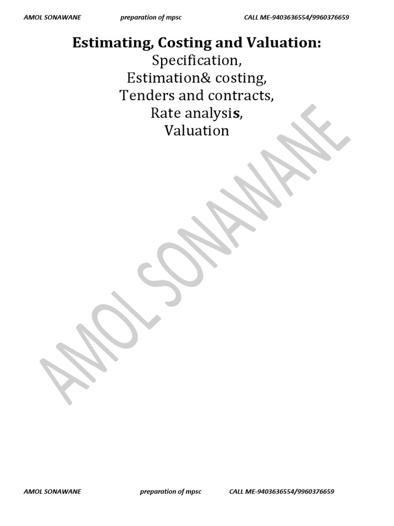 MPSC Prep: Estimating & Costing Guide | PDF | Valuation (Finance) | Expense