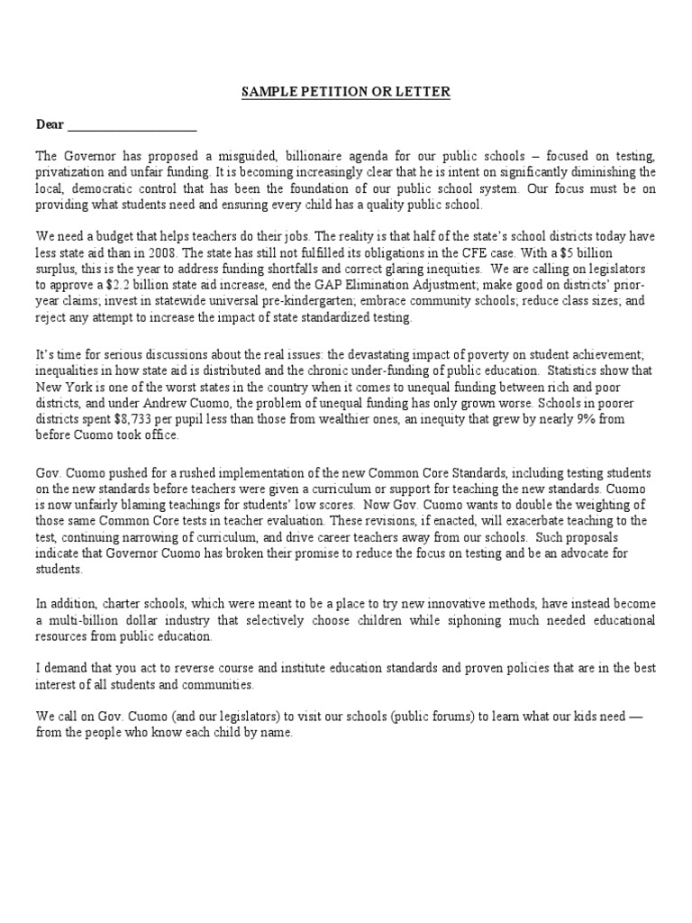 Petition Letter Template
