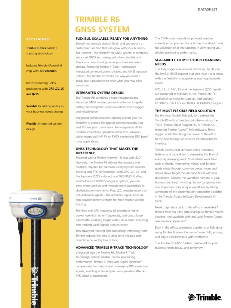 Trimble r6 Gnss Datasheet | PDF | Global Positioning System | Surveying