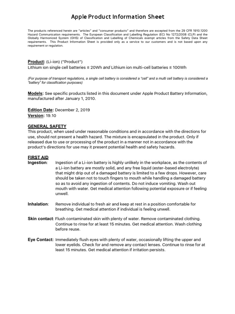 Apple Product Safety Information Sheet | PDF | Apple Inc. Hardware ...