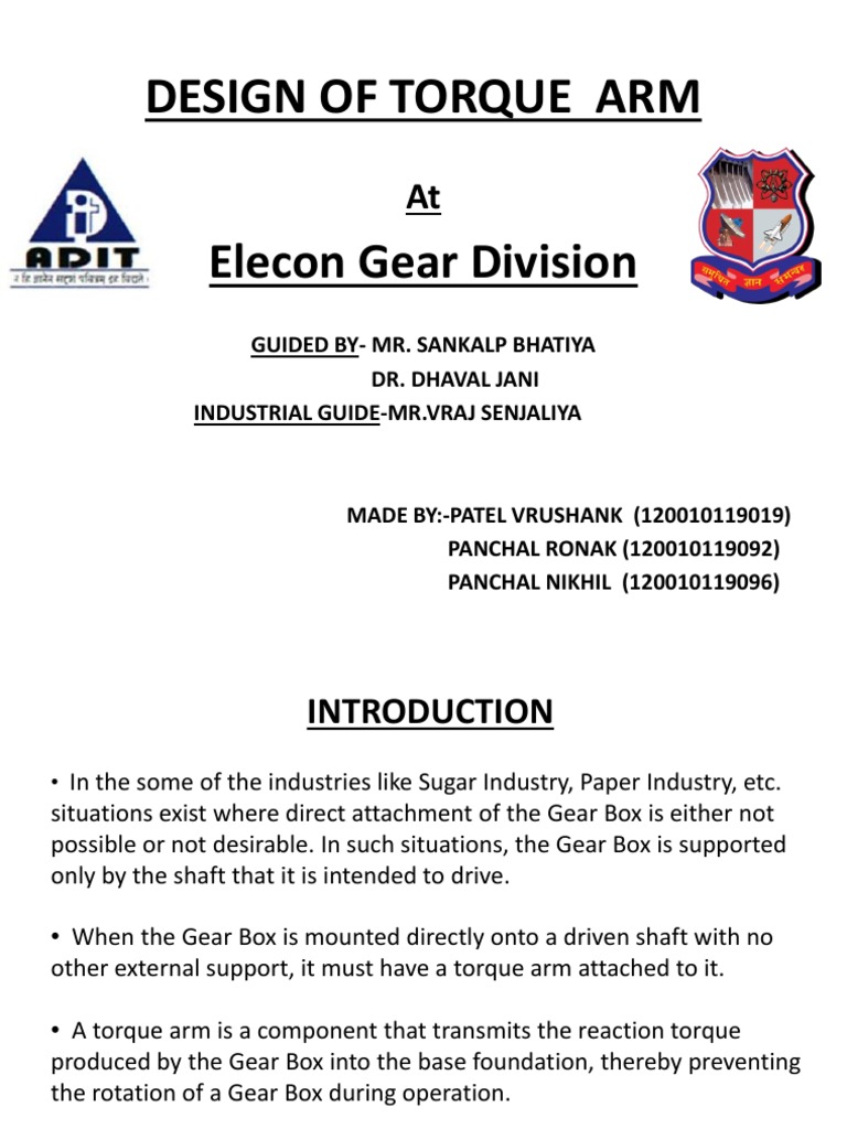 Design of Torque Arm | PDF | Gear | Torque