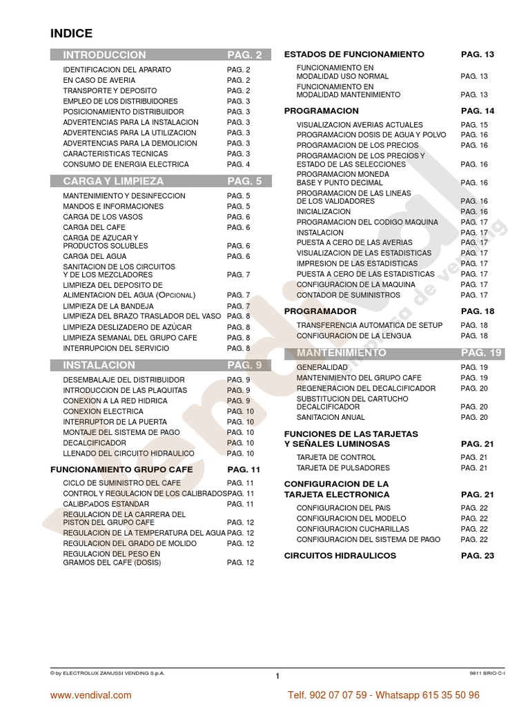 Manual Necta Brio | PDF | café | Agua