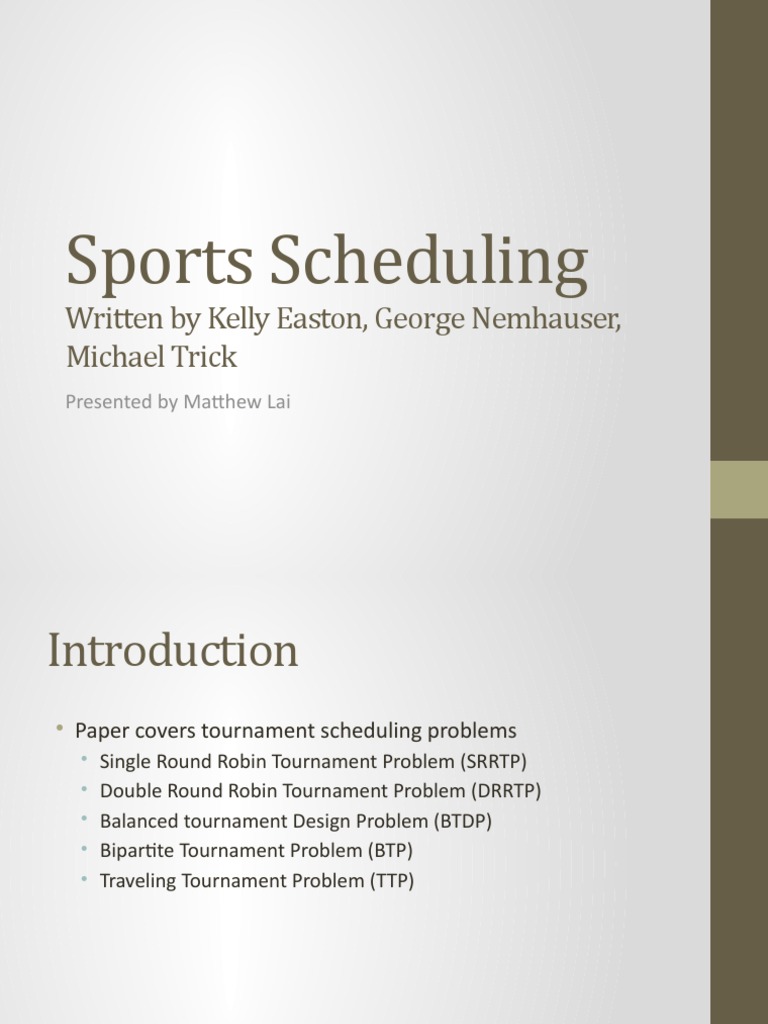 Sports Scheduling | PDF | Metaheuristic | Mathematical Optimization