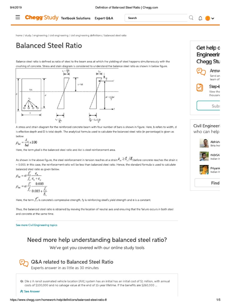 Definition of Balanced Steel Ratio | PDF