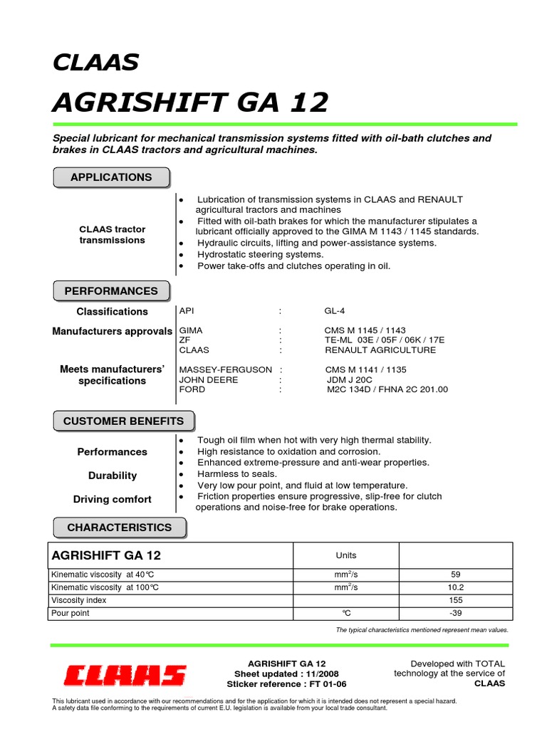 Agrishift Ga 12 a 1108 | Lubricant | Tractor