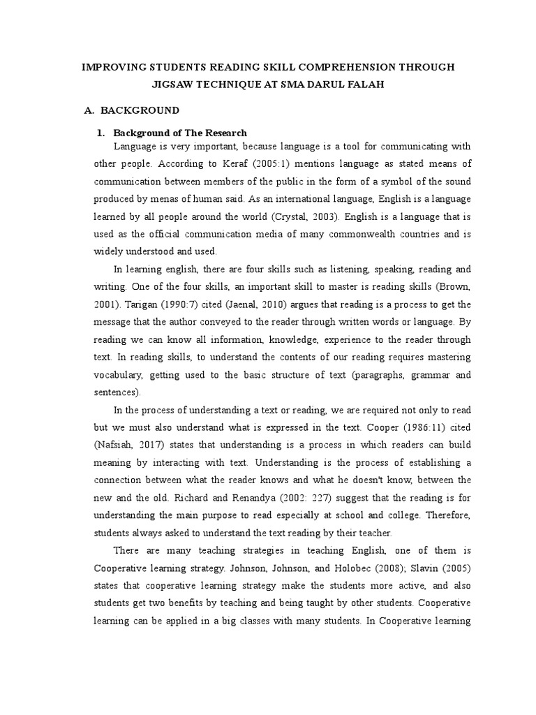 Improving Tenth Grade Students' Reading Comprehension Through the Use ...