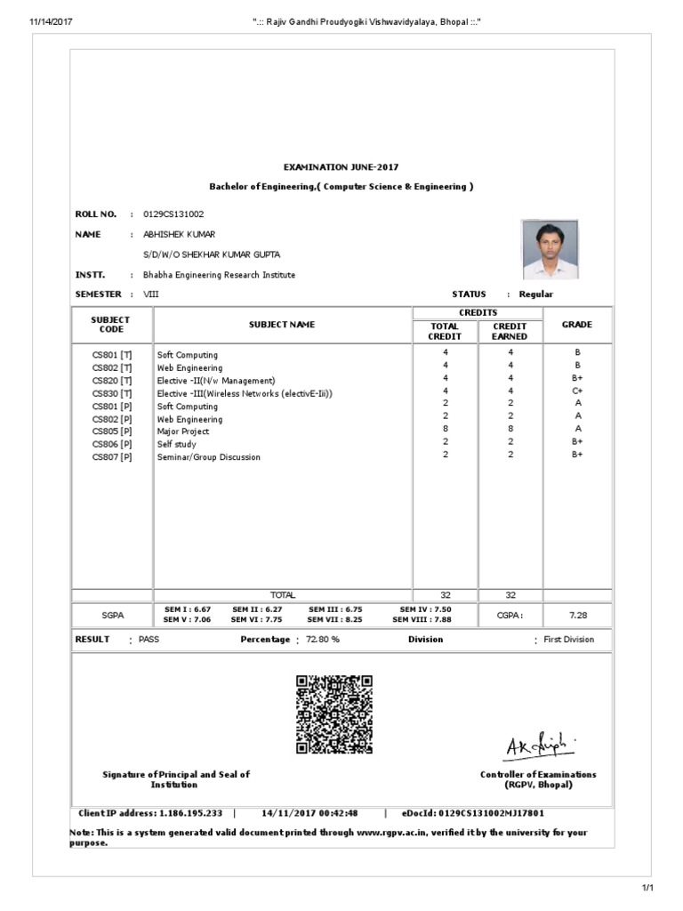 Marksheet PDF | PDF | Computer Networking | Computing