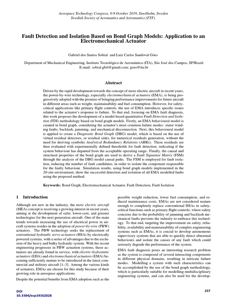 2019 Fault Detection And Isolation Based On Bond Graph Models