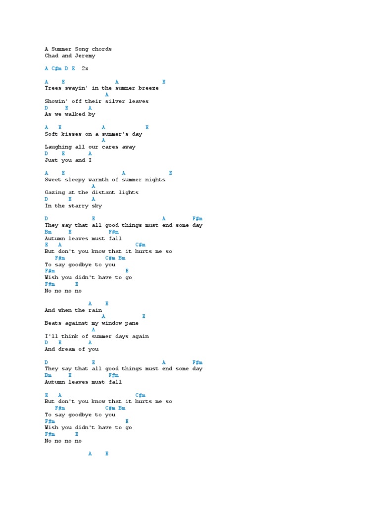 A Summer Song Chords | PDF