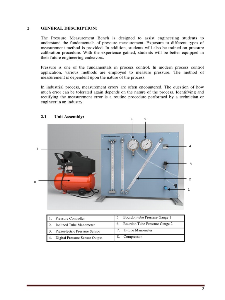 Pressure Measurement Bench Overview | PDF | Pressure Measurement | Pressure