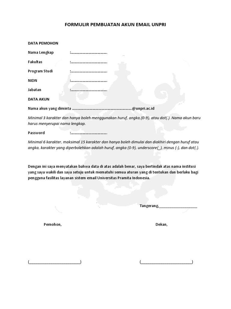 Form Pembuatan Akun Email | PDF