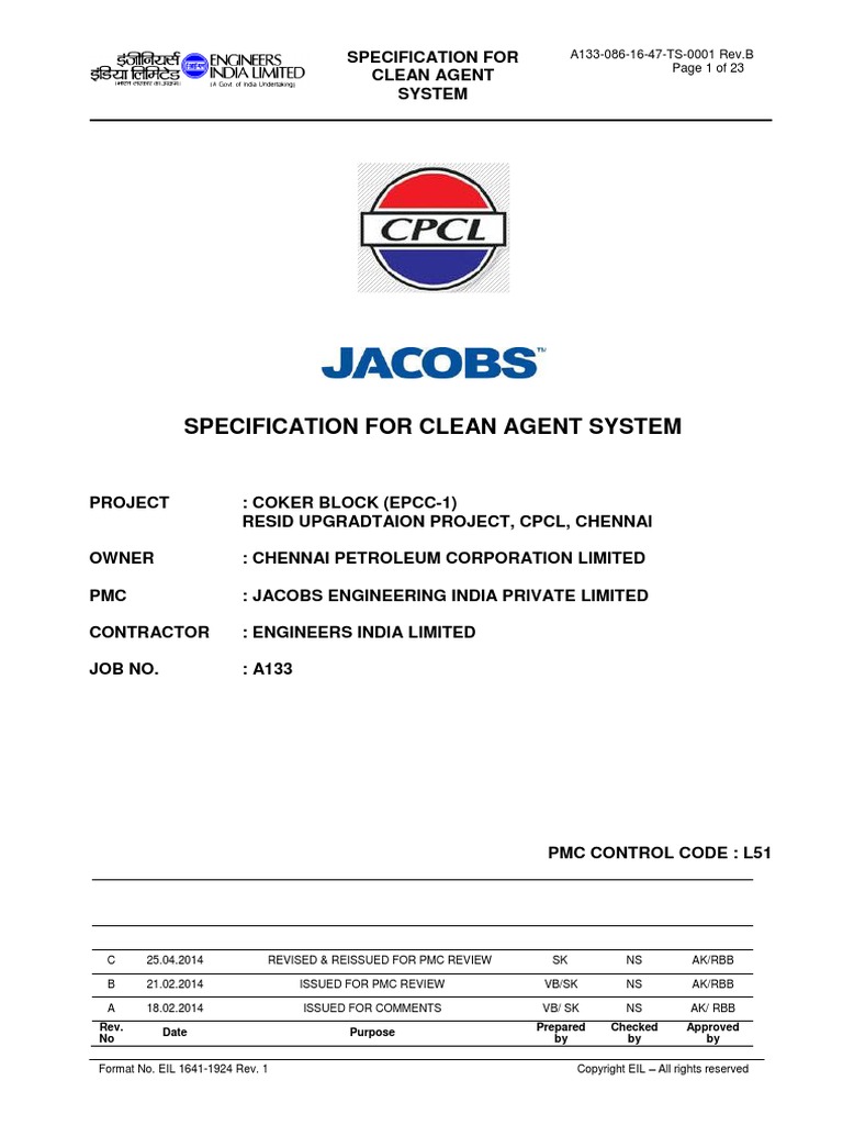 Clean Agent System Specs - EIL | PDF | Pipe (Fluid Conveyance ...