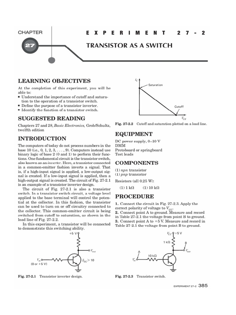 Lab 2 Transistor As Switch PDF | PDF