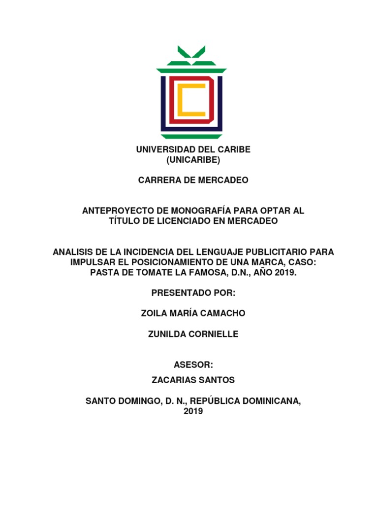 Anteproyecto Lenguaje de Publicidad Modificado | PDF | Publicidad | Marca