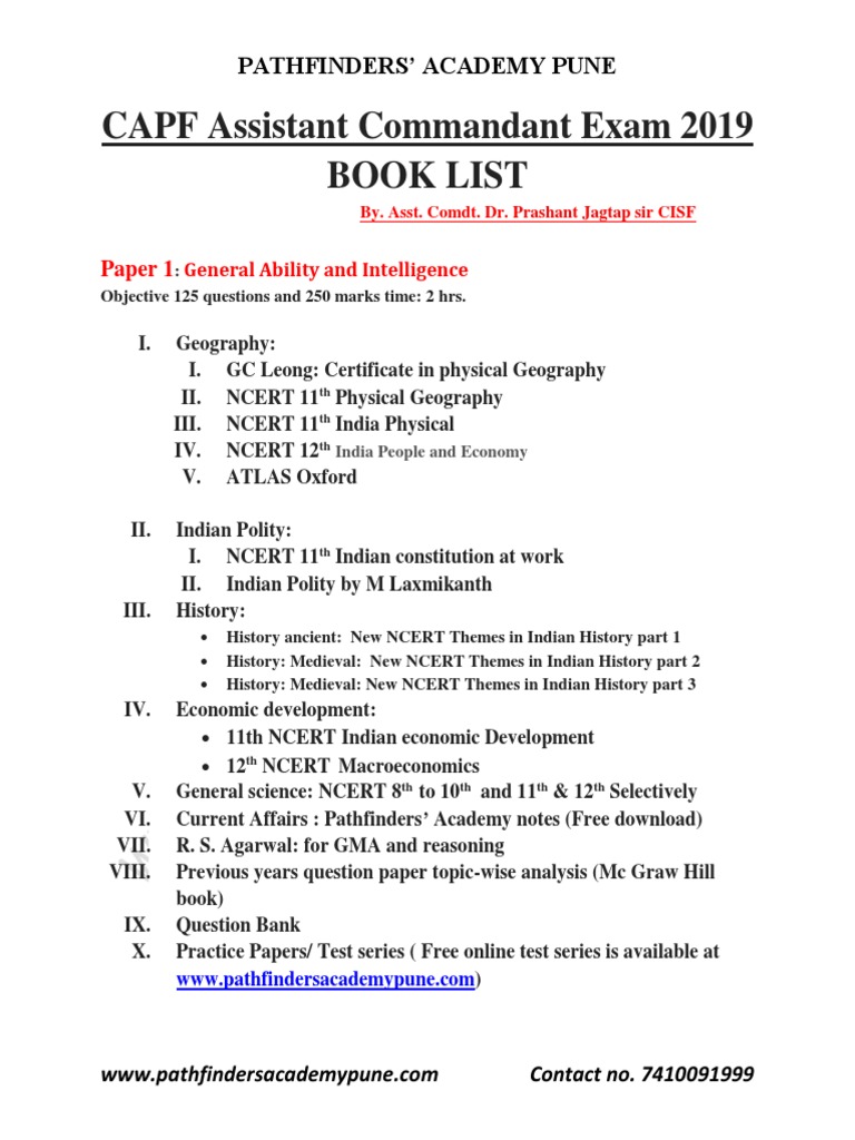 Capf Booklist | PDF