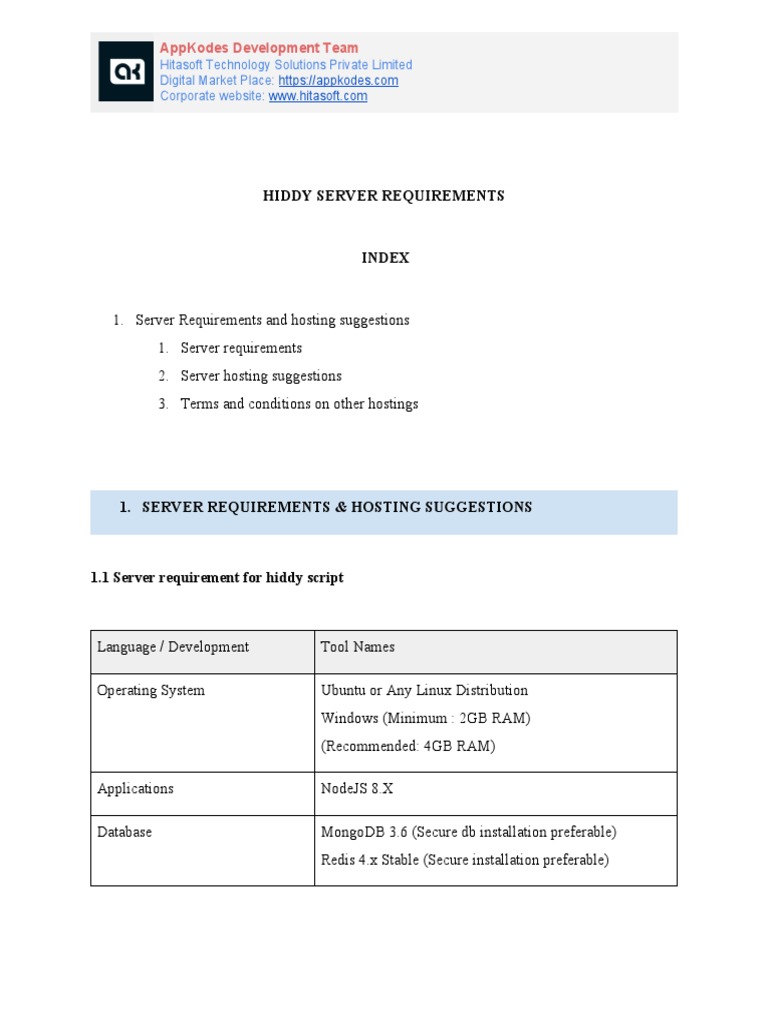 Hiddy Server Requirements Guide | PDF | Operating System | Superuser