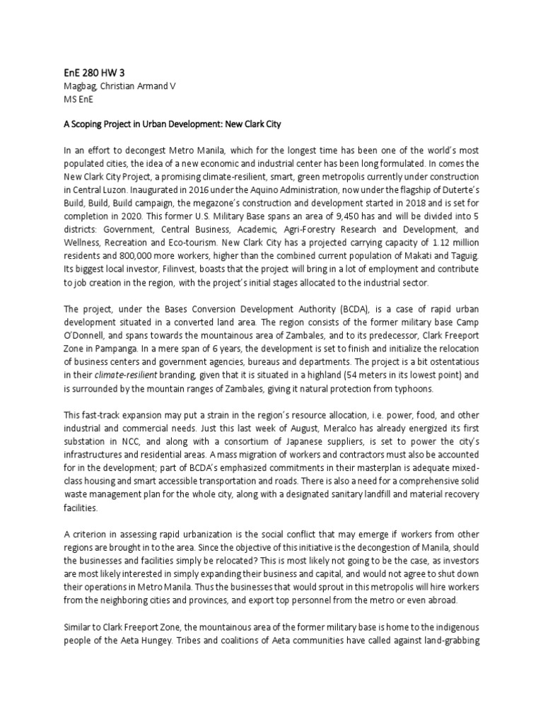 Rapid Urbanization Scoping On New Clark City | PDF | Economies