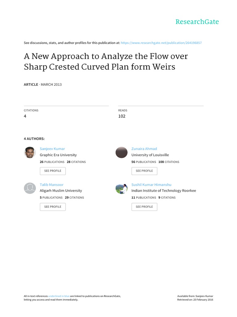Flow Analysis of Curved Weirs | PDF | Angle | Spillway