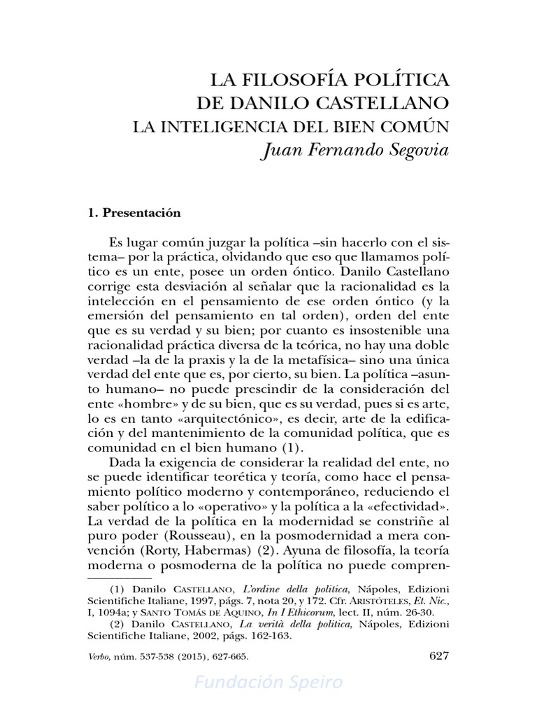 52 - La Filosofia Politica de Danilo Castellano o La Inteligencia Del ...