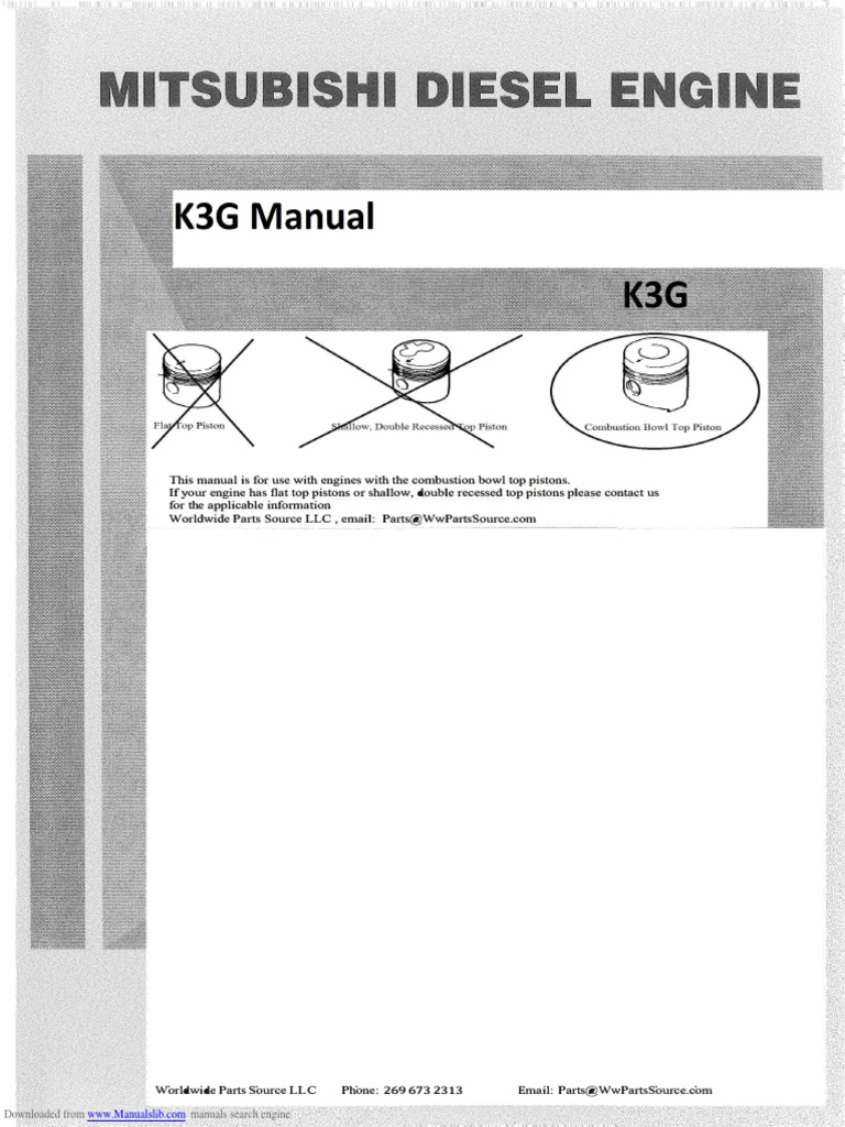 Mitsubishi K3G Manual PDF | PDF | Diesel Engine | Cylinder (Engine)