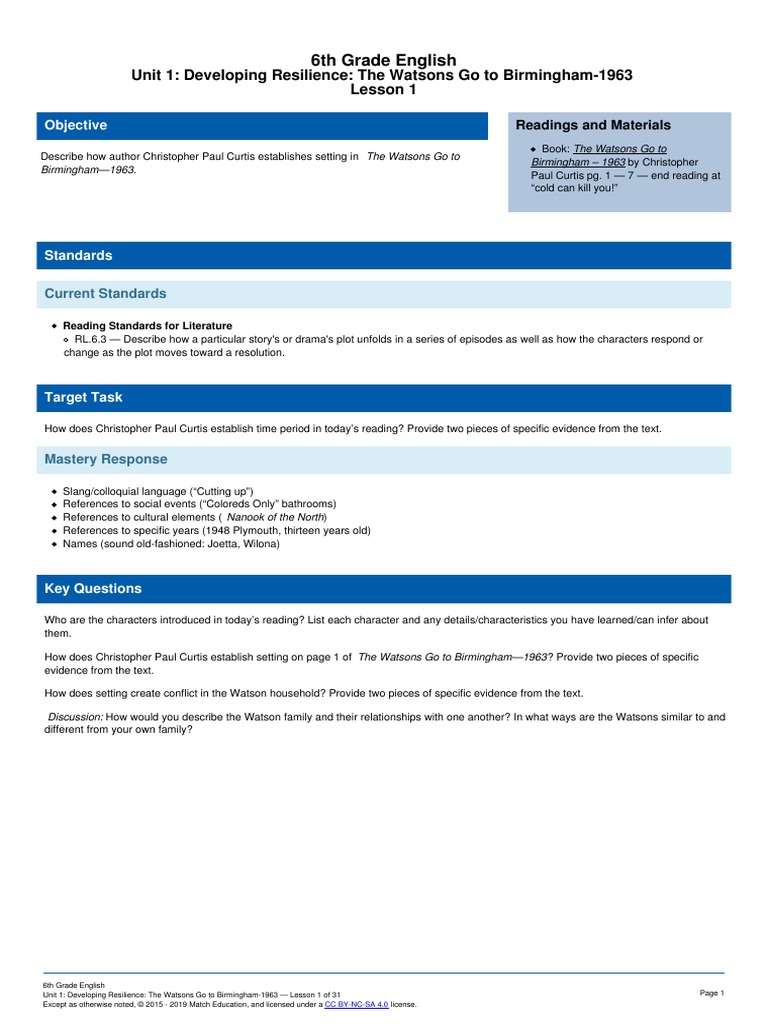 6th Grade English Unit 1 Lessons | PDF | Narration | Narrative