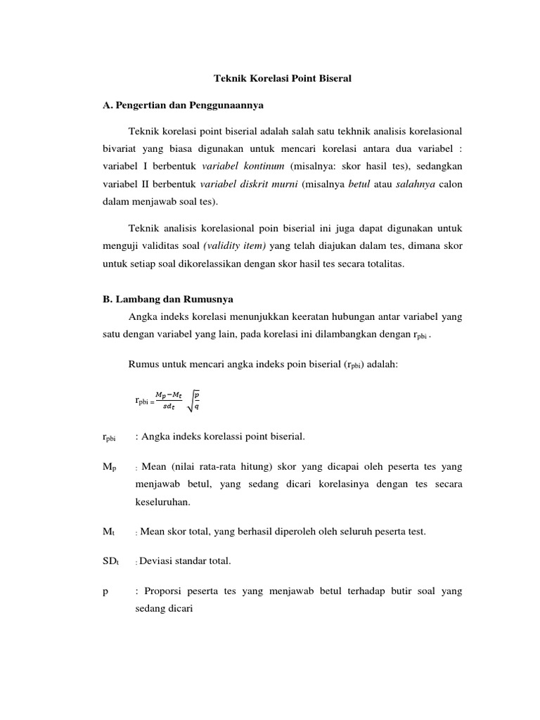 Rumus dan Interpretasi Point Biserial | PDF