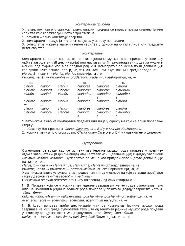 Komparacija Prideva | PDF