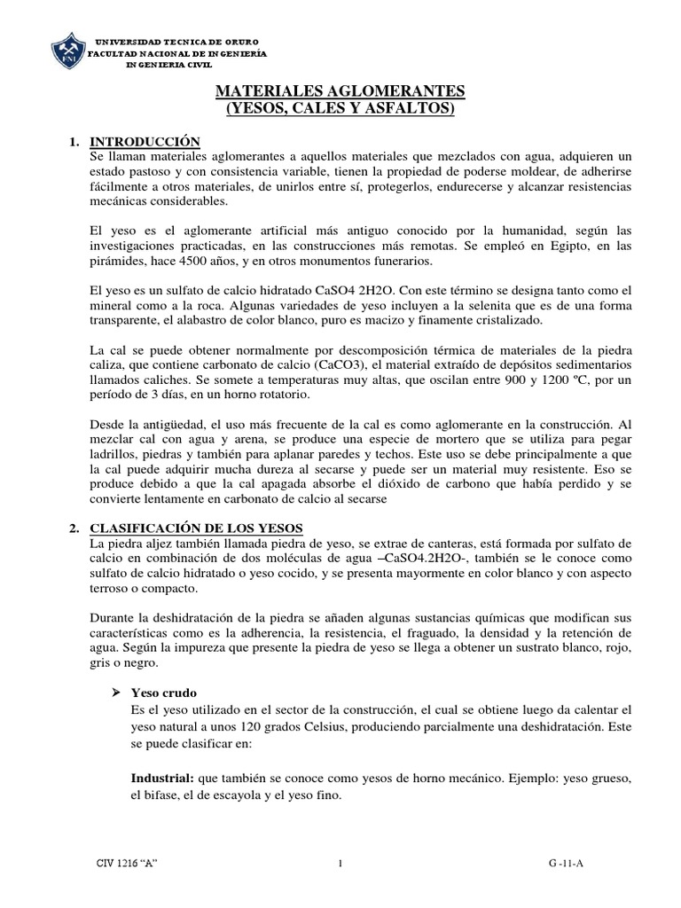 04 Materiales Aglomerantes | PDF | Asfalto | Ciencias fisicas