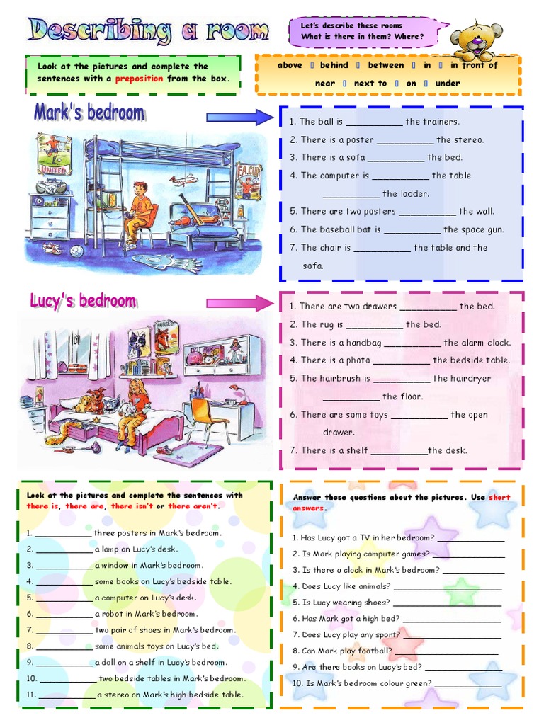 Describing Rooms with Prepositions | PDF | Bedroom | Home