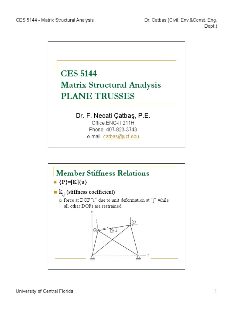 Matrix Structural Analysis: Trusses | PDF | Structural Analysis | Stiffness