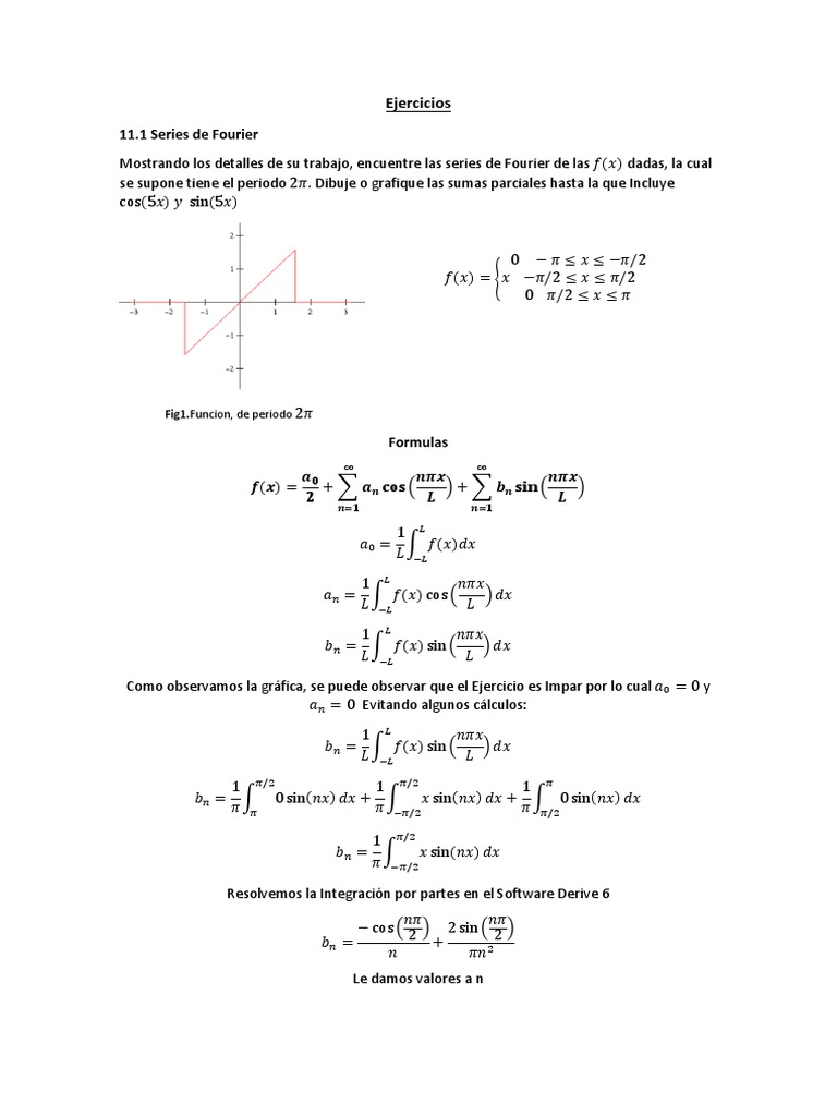 Ejercicios Furier | PDF | Integral | Funciones y mapeos