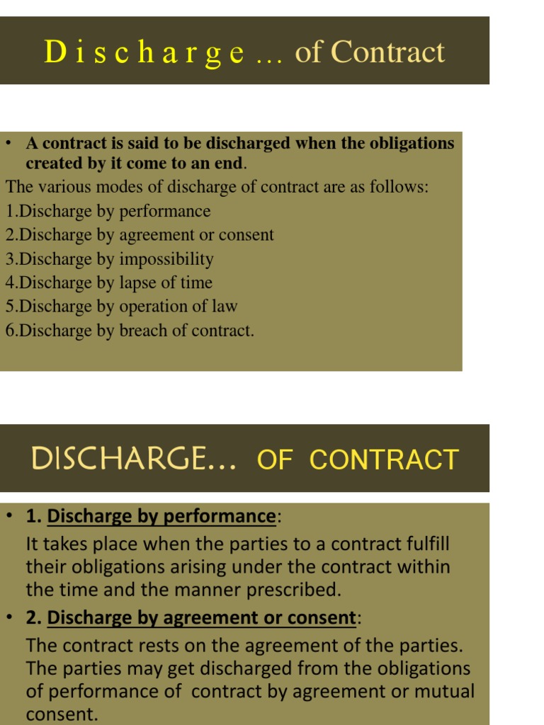 Discharge of Contract | PDF | Damages | Breach Of Contract