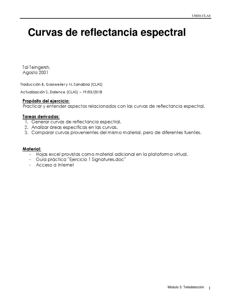 03 Curvas de Reflectancia Espectral 2018 | Descargar gratis PDF ...