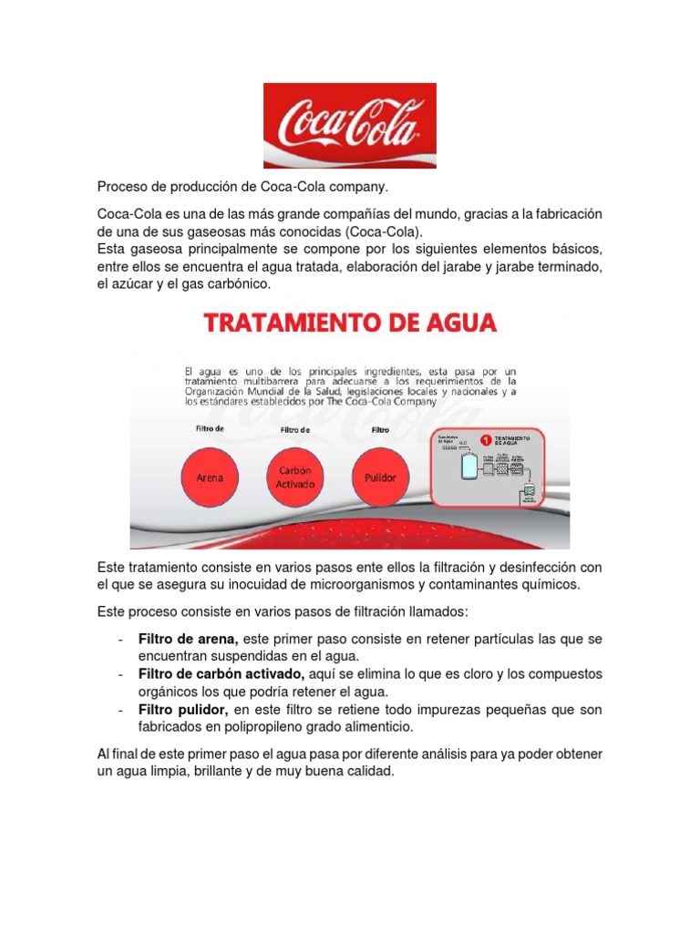Proceso de Producción de Cocacola Semana 3 | PDF | Coca Cola | Filtración