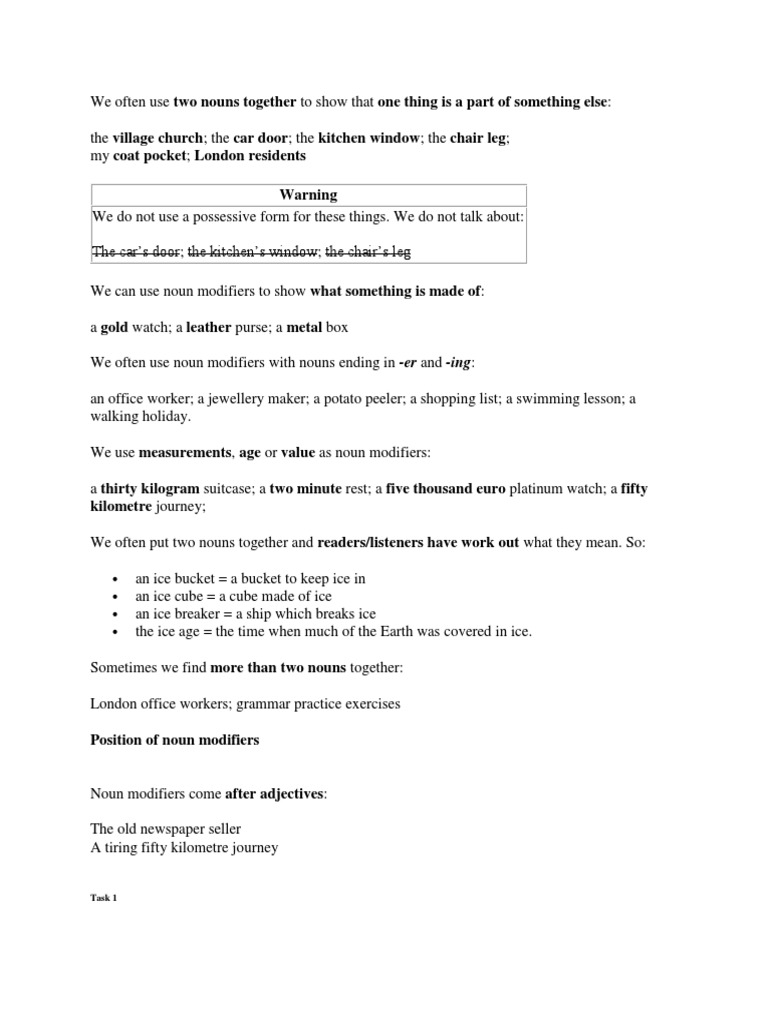 A Guide to Using Nouns as Modifiers and Understanding Noun Phrase ...