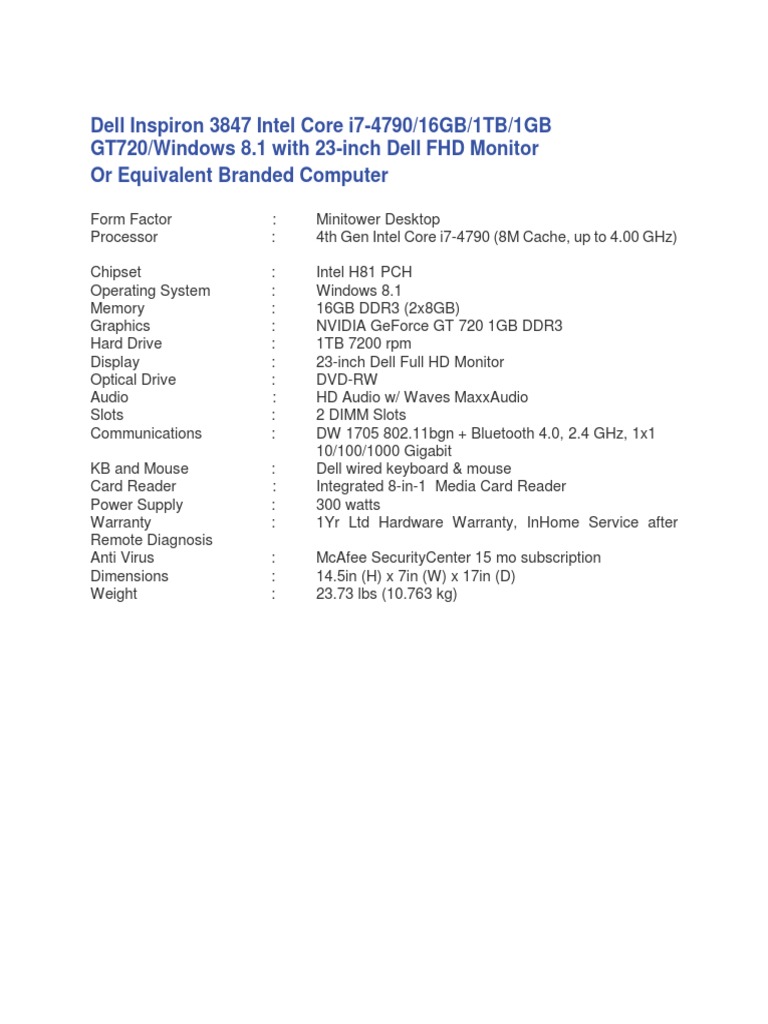 Dell Tech Specs P56 | PDF | Games & Activities | Technology & Engineering
