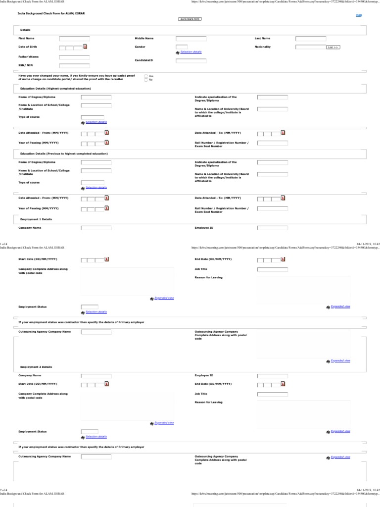 IBC Form | PDF | Background Check | Employment