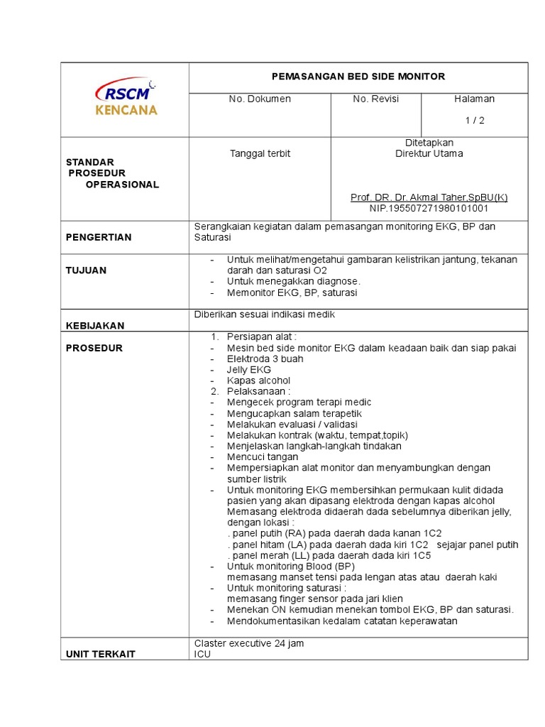 Pemasangan Bed Side Monitor | PDF