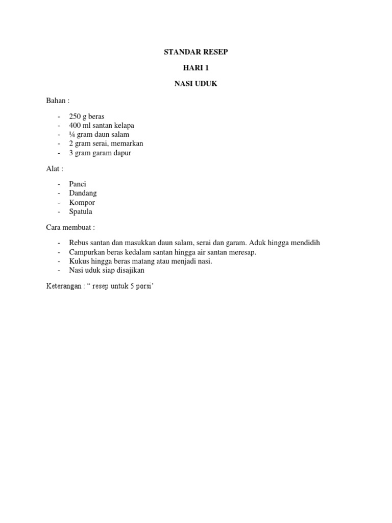 Standar Resep | PDF