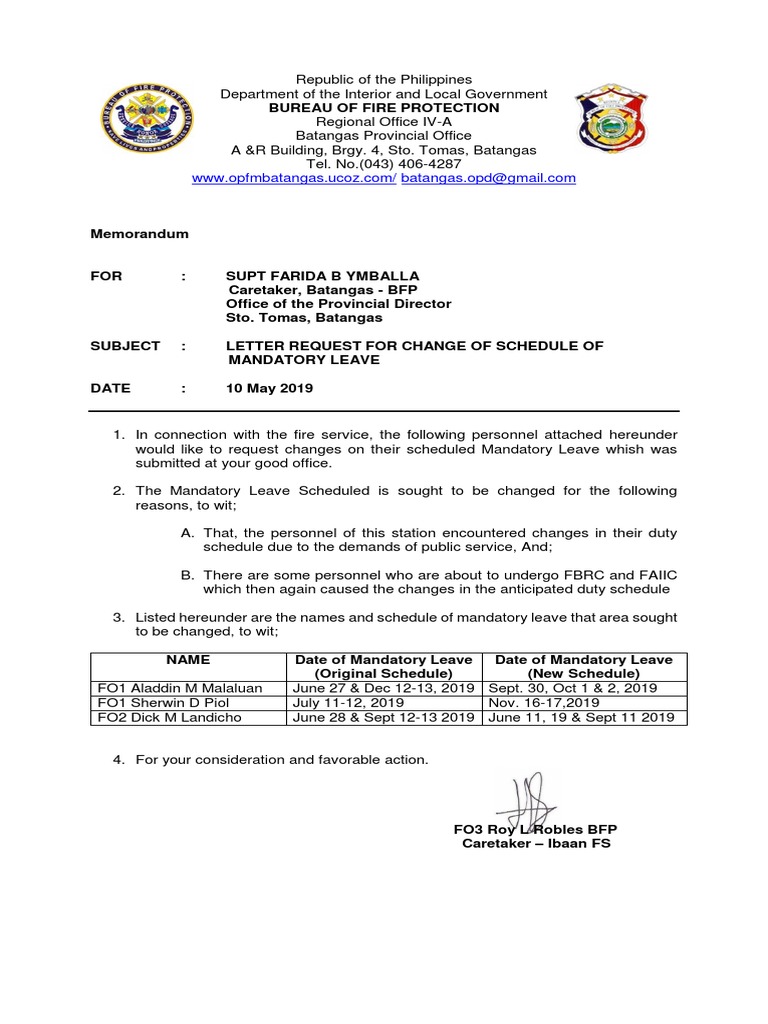 Change Request for Mandatory Leave | PDF