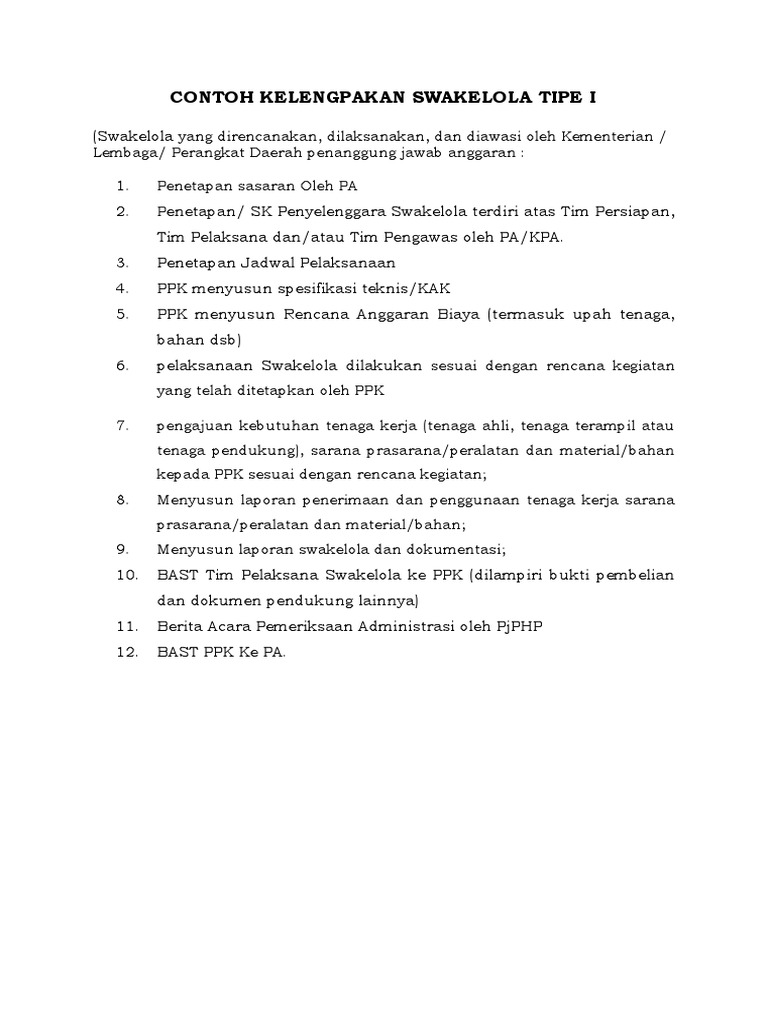 Contoh Dokumen Swakelola Tipe I | PDF | Komputer | Teknologi & Rekayasa