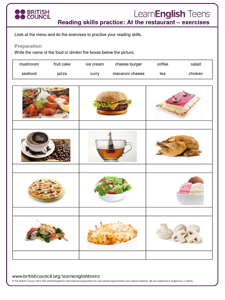 At The Restaurant - Exercises 2 PDF | PDF