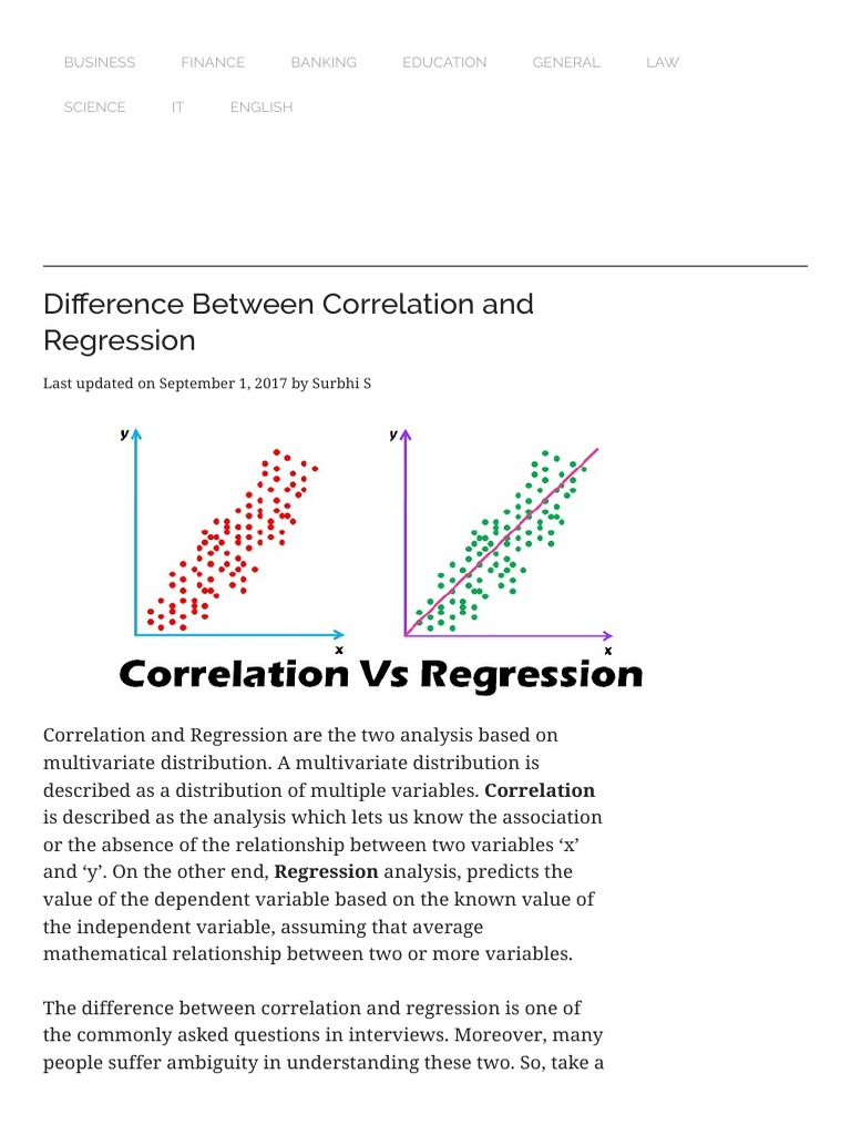 Difference Between Correlation and Regression (With Comparison Chart ...