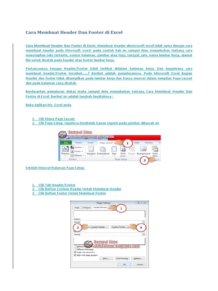 Cara Membuat Header Dan Footer Di Excel | PDF | Seni