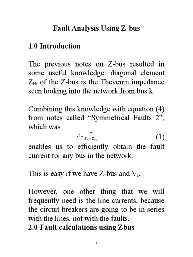 Fault Analysis Using Z Bus | PDF | Matrix (Mathematics) | Algorithms