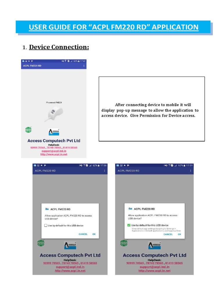 USER GUIDE FOR ACPL FM220 RD APP | PDF | Google Play | Operating System Families