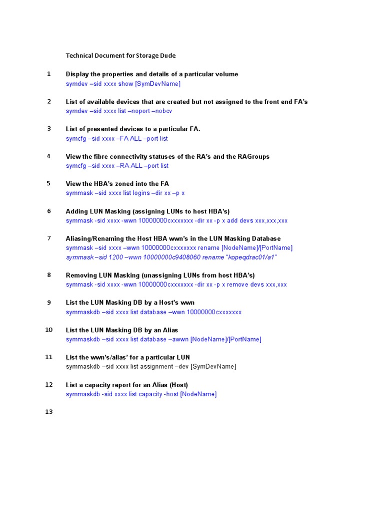 Technical Document For Storage Dude 1 Symmask Sid 1200 Wwn 10000000c9408060 Rename